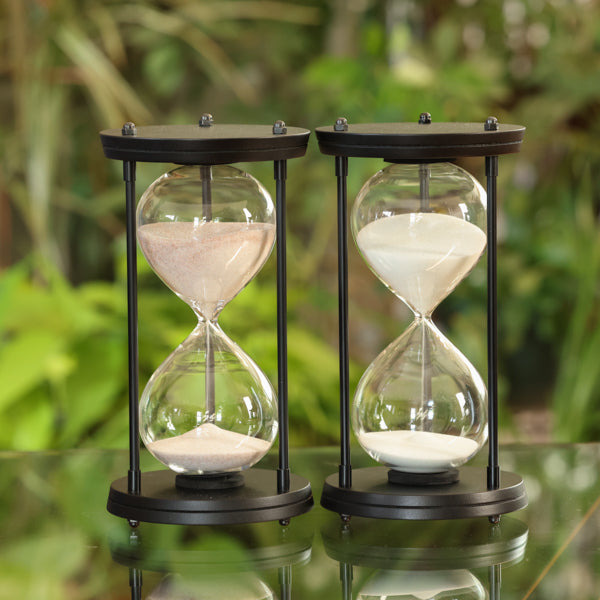 Round Hourglass with Metal Spindles 50 Minute Natural or White Sand ...