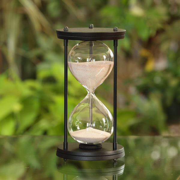 Round Hourglass with Metal Spindles 50 Minute Natural or White Sand ...