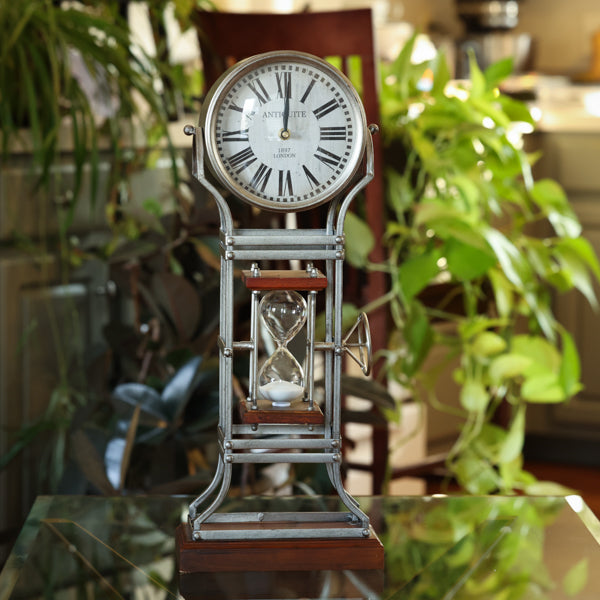 Metal Vintage Clock with Rotating Hourglass - 20 or 30 minute ...