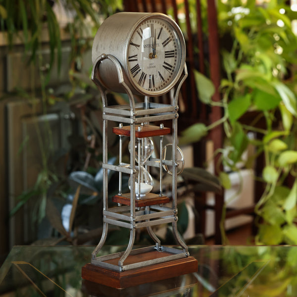 Metal Vintage Clock with Rotating Hourglass - 20 or 30 minute ...