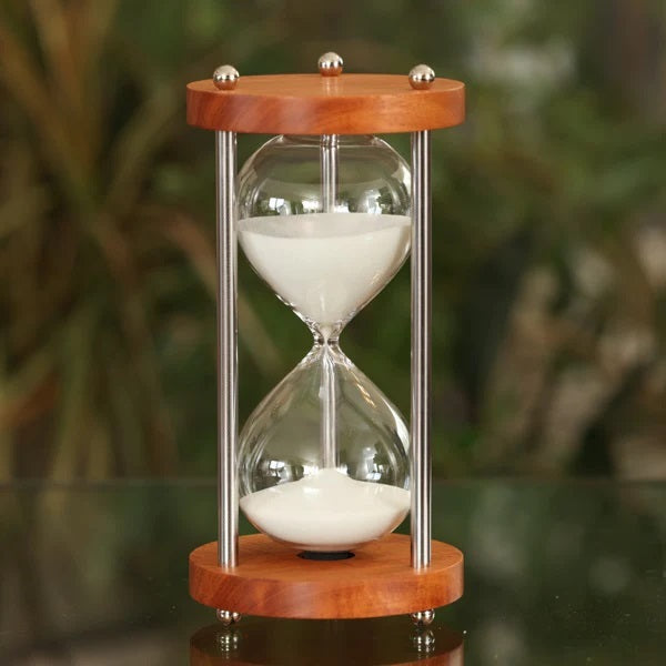 50 Minute Figured Mahogany Hourglass with Metal Spindles – JustHourglasses